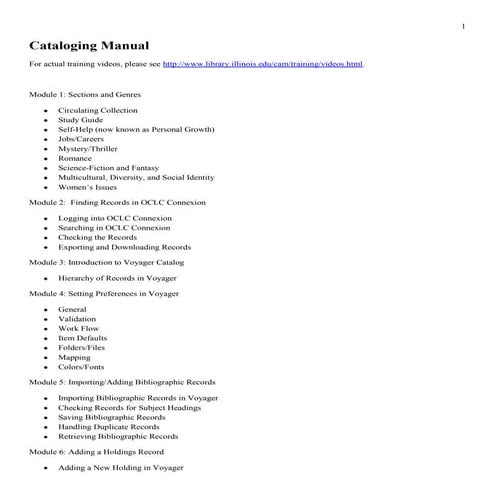 Cataloging Training Manual | DOCX
