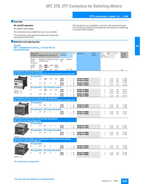 Catalogue siemens contactor 3 tb5 | PDF