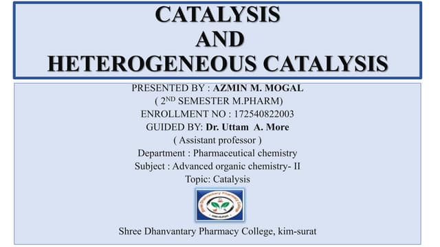 Catalysis Chemistry Project | PDF