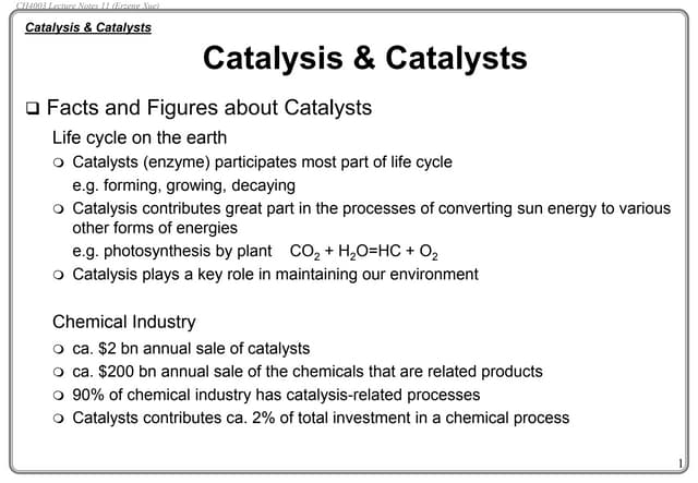 What is catalysis, its type and its application | PDF | Chemistry | Science
