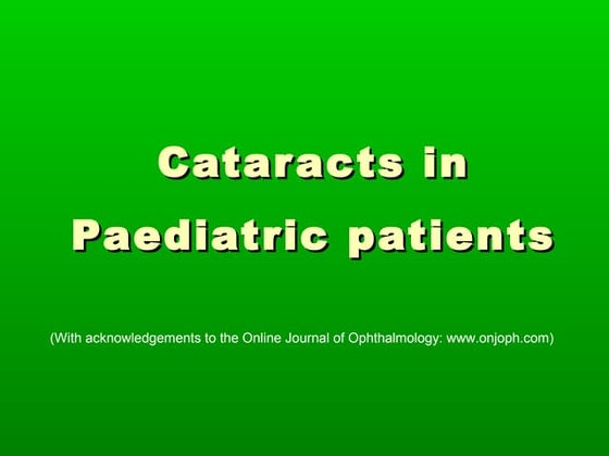 Congenital cataract | PPTX | Eye and Vision Conditions | Diseases and ...