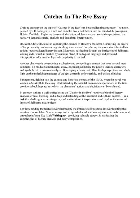 Catcher In The Rye Analysis Essay.pdf