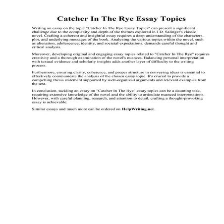 Catcher In The Rye Essay Topics.pdfCatcher In The Rye Essay Topics ...