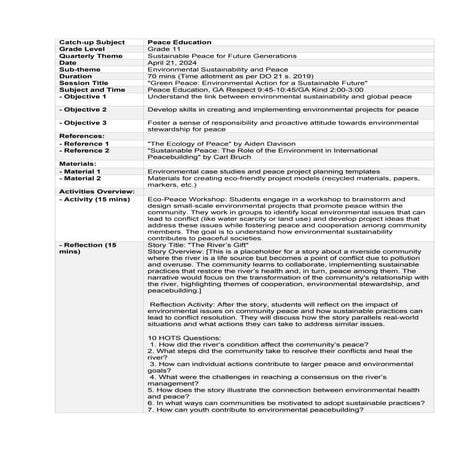 CatchUp Lesson.docx for Sustainable Peace & Development | DOCX