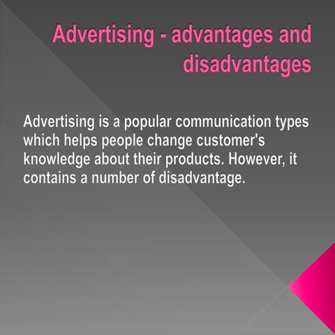 CATCOM| Advertising - advantages and disadvantages | PPTX