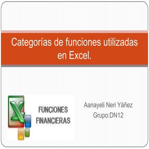 Categorías de funciones utilizadas en excel | PPTX | Technology & Computing