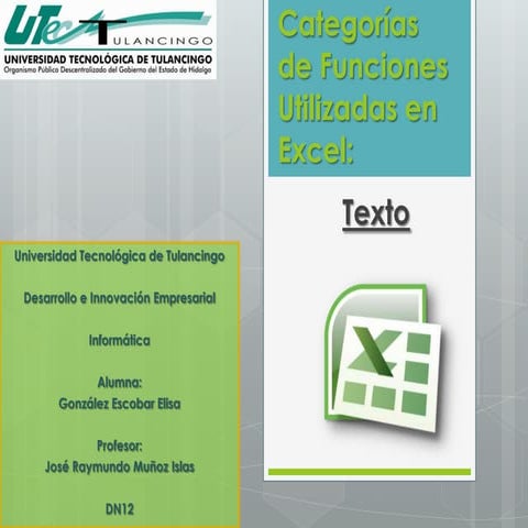 Categorías de funciones utilizadas en excel | PPTX