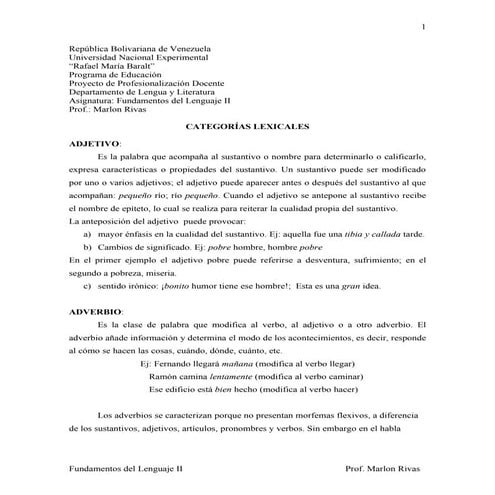 Categorias lexicales | DOC