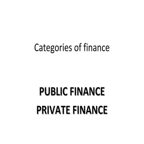 Categories of finance (intro. to business finance) | PPT