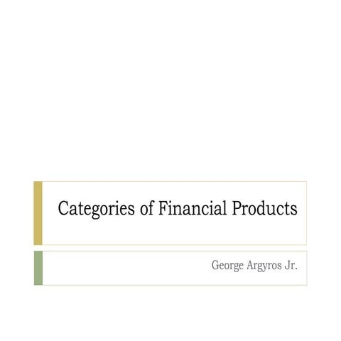 Categories of Financial Products | PPT