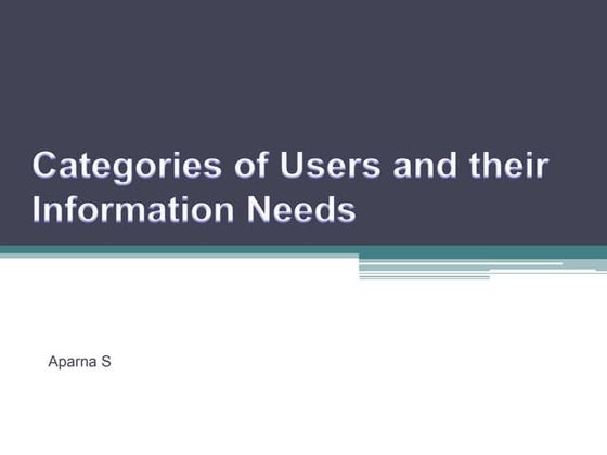CATEGORIES OF USERS & THEIR NEEDS (IN CONTEXT OF LIBRARY) | PPT