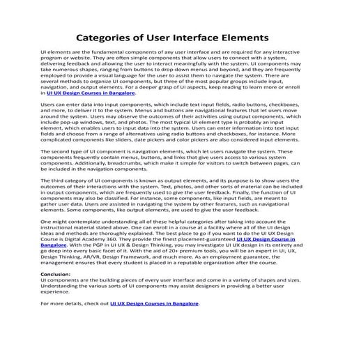 Categories of User Interface Elements | PDF