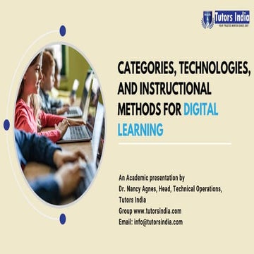 Categories, Technologies, and Instructional Methods for Digital ...