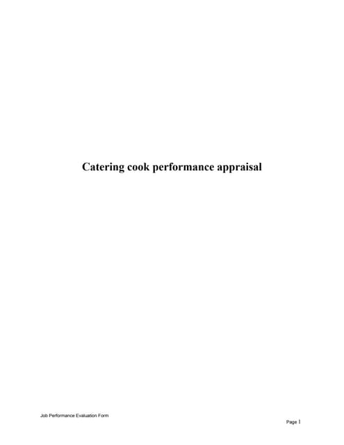 Kitchen chef performance appraisal | PDF