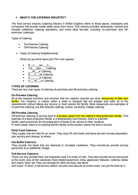 Types of catering establishments | PPTX