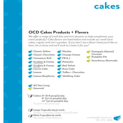 OCD Cakes Catering Menu | PDF