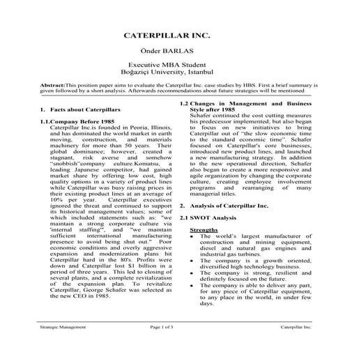 Caterpillar Inc. Case | DOCX