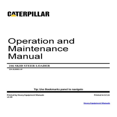 caterpillar 246D skid steer loader operation maintenance manual | PDF