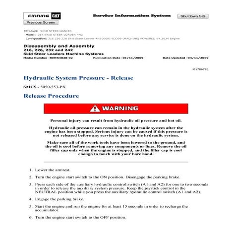 Caterpillar Cat 216 Skid Steer Loader (Prefix 4NZ) Service Repair ...
