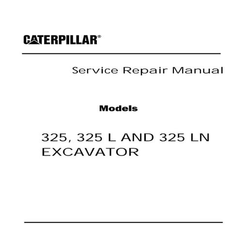 Caterpillar cat 325 l excavator (prefix 2 sl) service repair manual ...