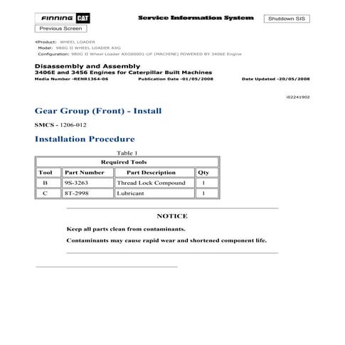 Caterpillar Cat 980G II Wheel Loader (Prefix AXG) Service Repair Manual (AXG00001 and up).pdf