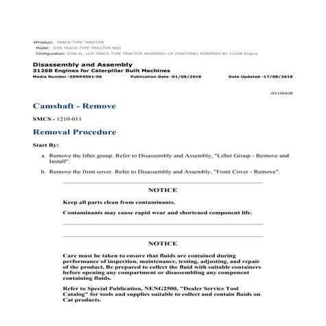 Caterpillar Cat D5N TRACK-TYPE TRACTOR (Prefix AKD) Service Repair Manual Instant Download ...