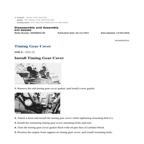 Caterpillar Cat D7F TRACK-TYPE TRACTOR (Prefix 94N) Service Repair ...