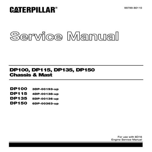 Caterpillar Cat DP150 Forklift Lift Trucks Service Repair Manual ...