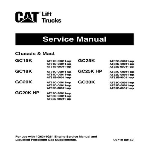 Caterpillar cat gc18 k forklift lift trucks service repair manual ...