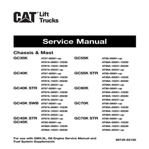 Caterpillar cat gc55 k str forklift lift trucks service repair manual ...