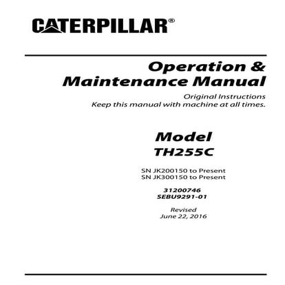 Caterpillar cat th255 c telehandler operator and maintenance manual | PDF
