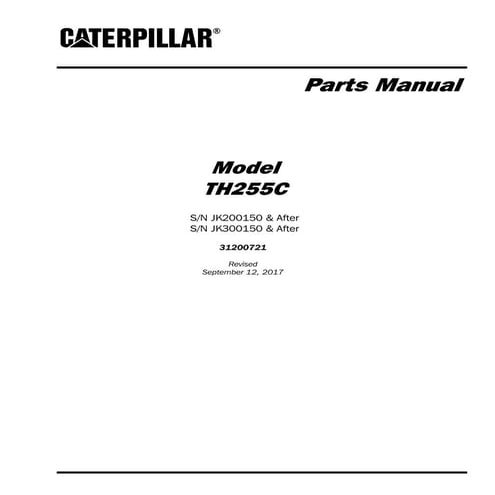 Caterpillar cat th255 c telehandler parts catalogue manual sn jk200150 ...