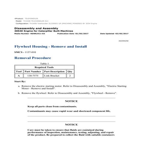 Caterpillar Cat TH340B Telehandler (Prefix SLC) Service Repair Manual ...