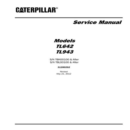 Caterpillar cat tl642 tl943 telehandler service repair manual (sn ...