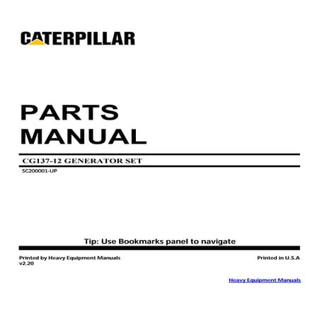 caterpillar cg137-12 generator set parts manual | PDF
