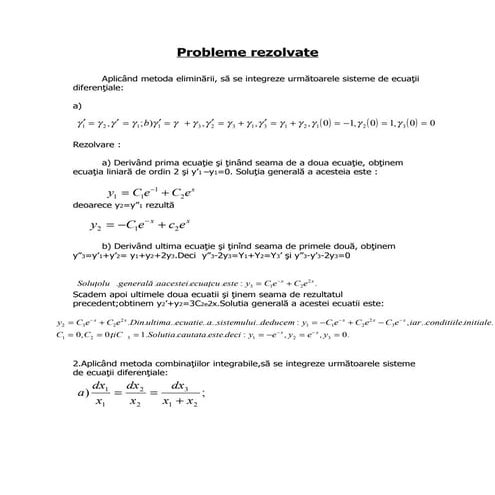 Cateva sisteme de ecuatii rezolvate | DOC