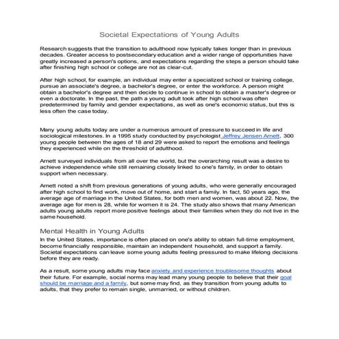 Societal Expectations of Young Adults | DOCX