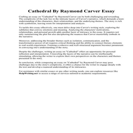 Cathedral By Raymond Carver Essay | PDF
