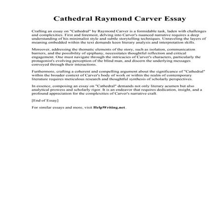 Cathedral Raymond Carver Essay.pdf