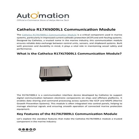 Cathelco R17Xlt009L1 Communication Module.pdf