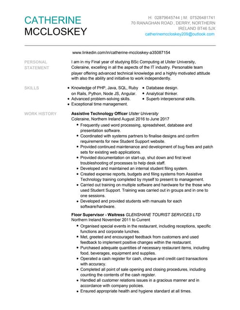 Tadhg Lattimore Curriculum Vitae | PDF