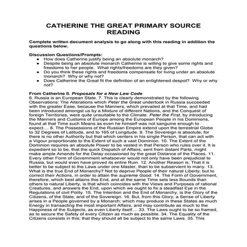 Catherinethe greathonors | DOC | Political Issues & policy | Politics