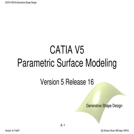 Some Tips Of Generative Surface Modelling (Surfacing) Using .pdf