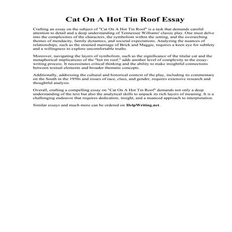 Cat On A Hot Tin Roof Essay.pdf | Cats | Pets