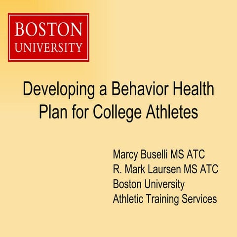 Developing a Behavior Health Plan for College Athletes | PPT | Physical ...
