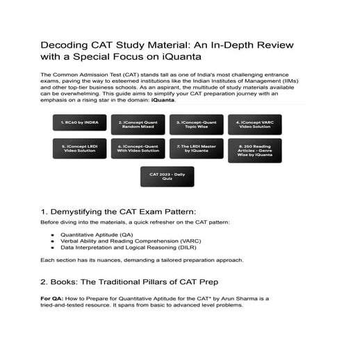 Decoding CAT Study Material: An In-Depth Review with a Special Focus on ...