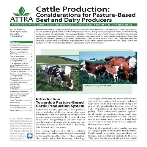 Cattle Production: Considerations for Pasture-Based Beef and Dairy ...