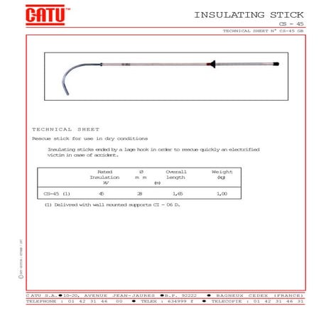 Catu CS45 Insulating Sticks - Rescue Hooks (High Voltage) | PDF