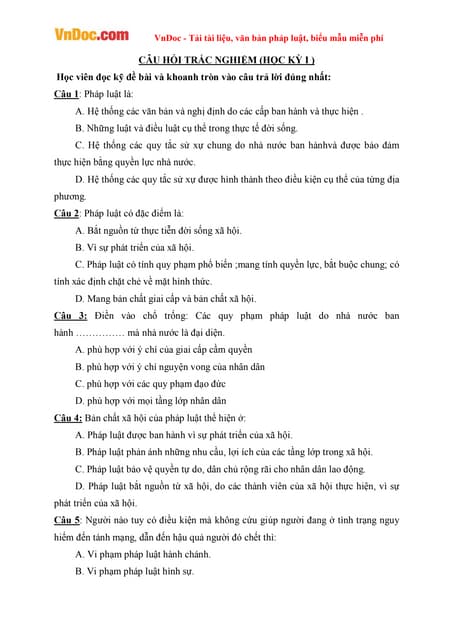 Phap luat dai cuong on tap | PDF