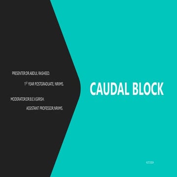 CAUDAL BLOCK and caudal anaesthesia in children | PPTX
